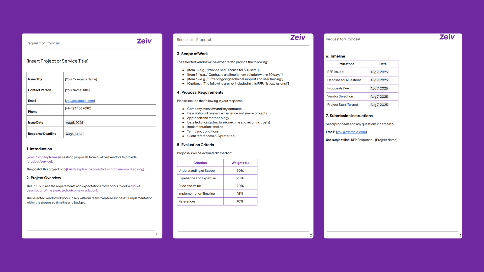 Procurement Templates Library | Zeiv